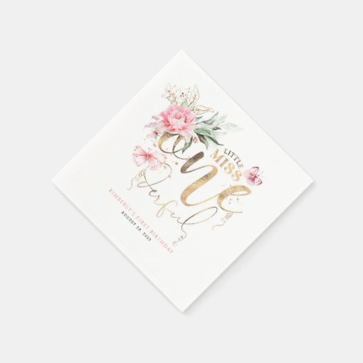 Little Miss Onederful Cute Floral 1st Birthday Nap Napkins | Zazzle