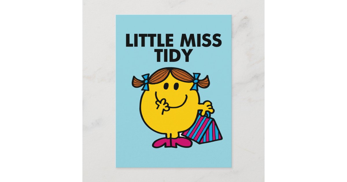 Little Miss Tidy | Black Lettering Postcard | Zazzle