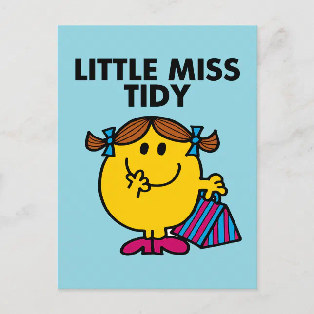 Little Miss Tidy | Black Lettering Postcard | Zazzle