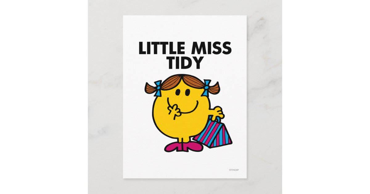 Little Miss Tidy| Black Lettering Postcard | Zazzle