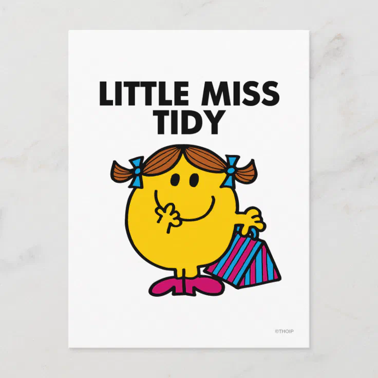 Little Miss Tidy| Black Lettering Postcard | Zazzle