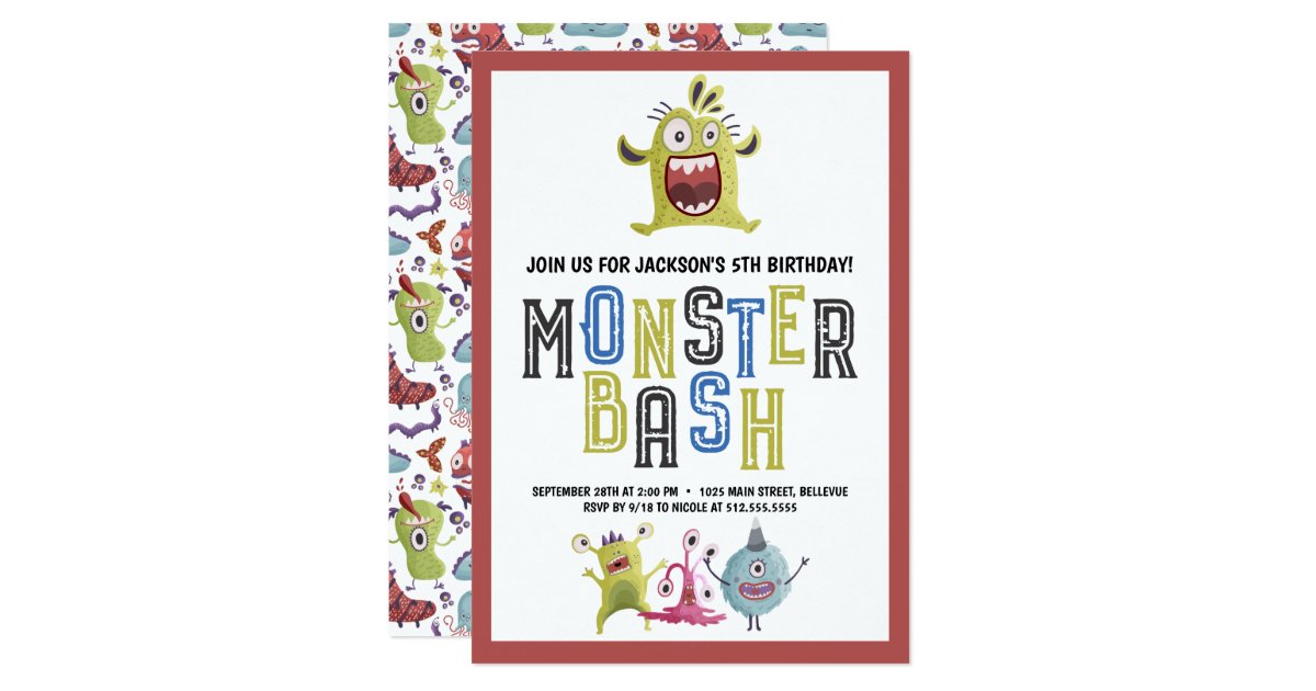Little Monster Bash Birthday Invitation | Zazzle.com