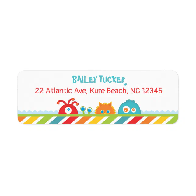 Little Monster Birthday Return Address Label | Zazzle