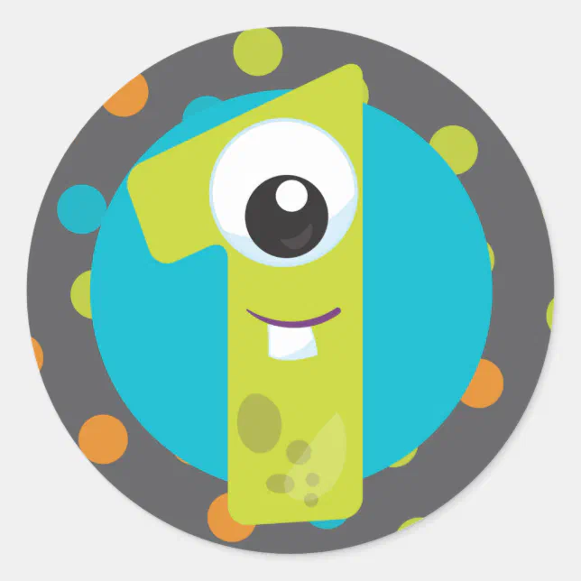Little Monster First Birthday ONE sticker | Zazzle