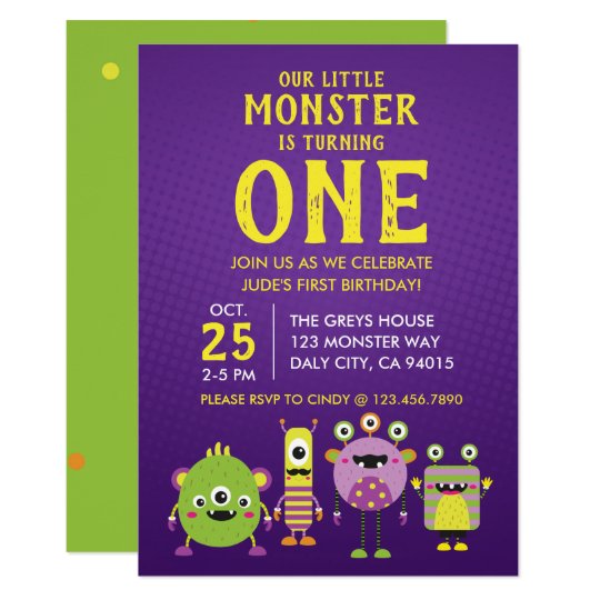Little Monster First Birthday Party Invitation | Zazzle.com