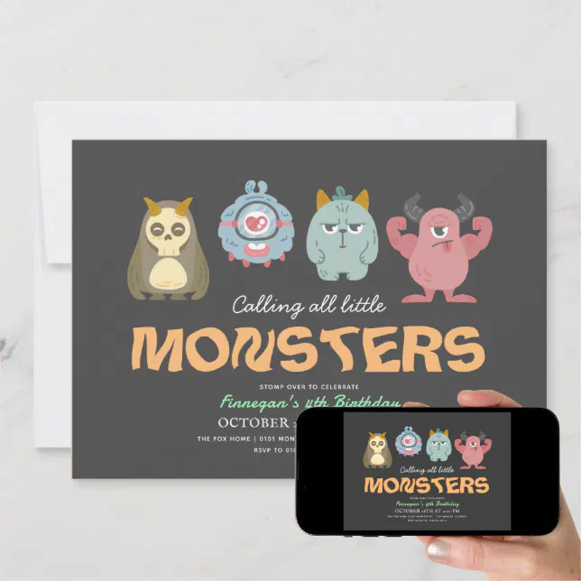 Little Monster Mash Halloween Boy Birthday Invitation | Zazzle