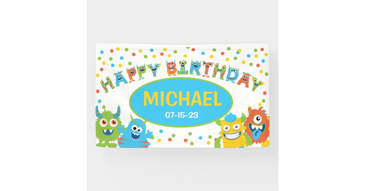 Little monster themed birthday party banner | Zazzle