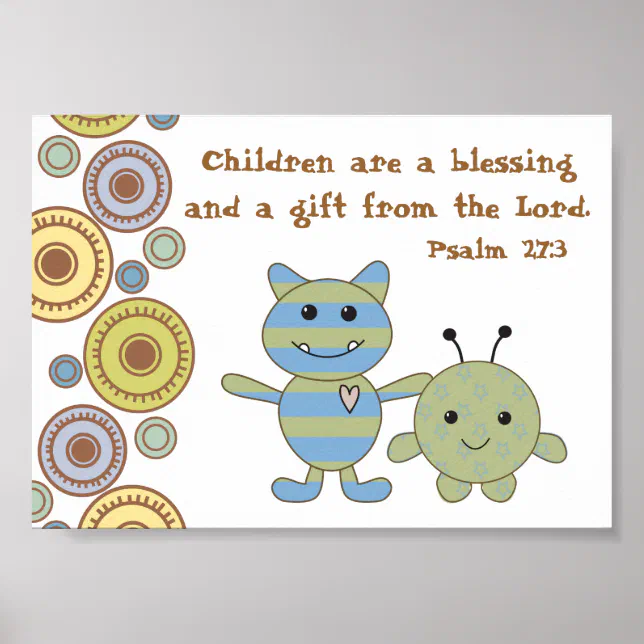 Little Monsters Christian Bible Verse Poster | Zazzle