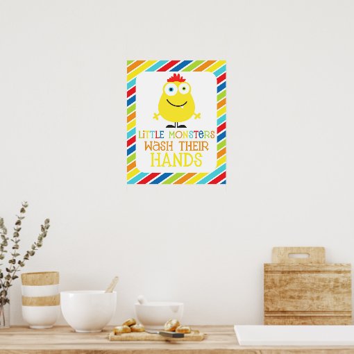 Little Monsters Wash Their Hands Children's Print | Zazzle