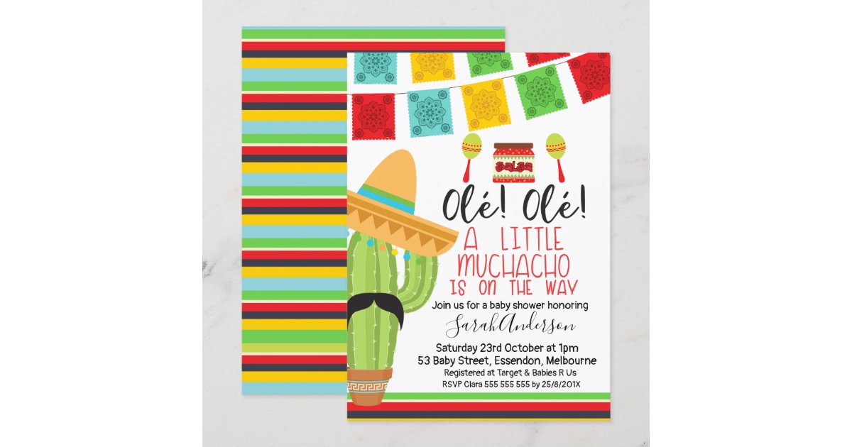 Little Muchacho Fiesta Baby Shower Invitation | Zazzle