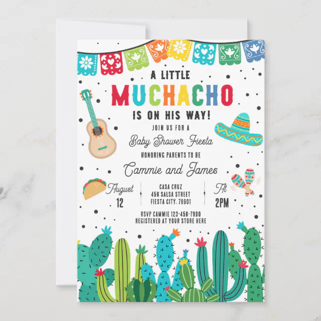 Little Muchacho On The Way Boy Fiesta Baby Shower Invitation | Zazzle