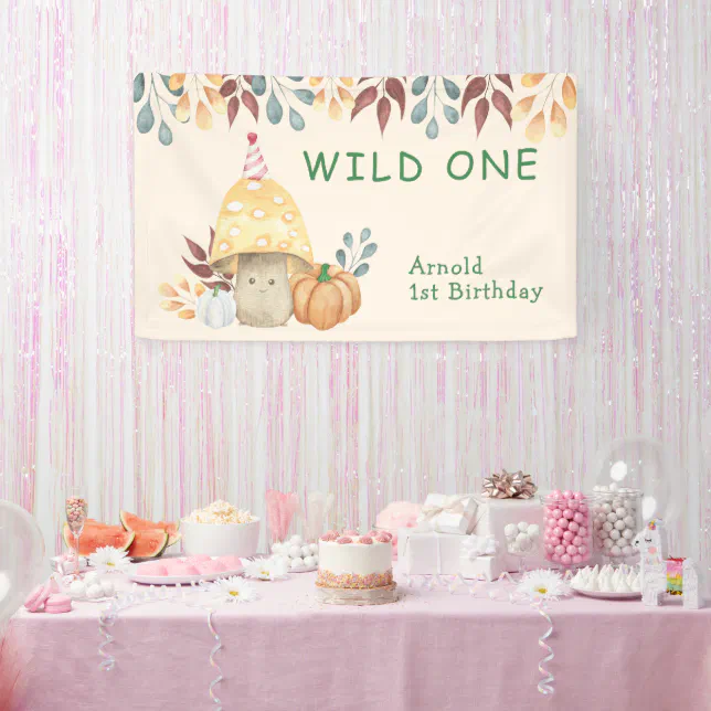 Little Mushroom first Birthday Party Banner | Zazzle