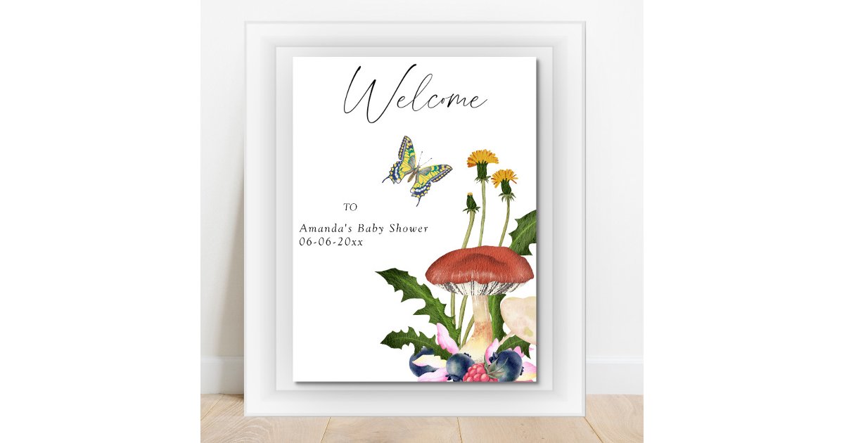 Little Mushroom - welcome baby shower party Poster | Zazzle