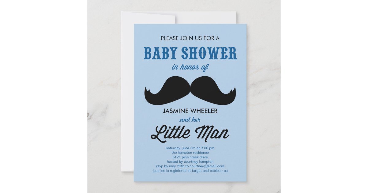 Little Mustache Baby Shower Invitations | Zazzle
