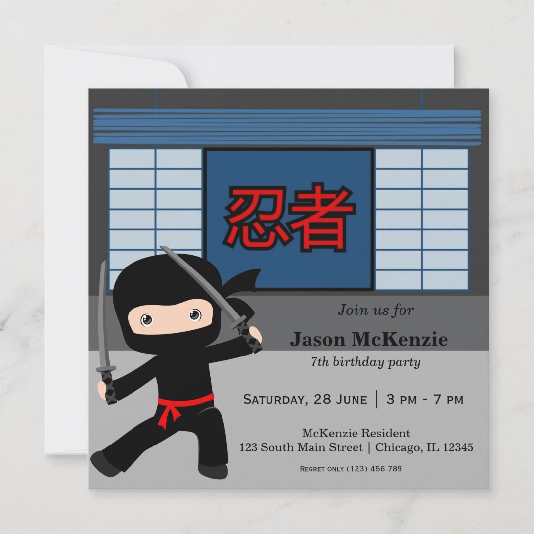 Little ninja birthday theme invitation | Zazzle