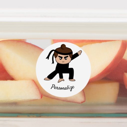 Little Ninja Boy Warrior Adhesive Stick On Kids' Labels | Zazzle