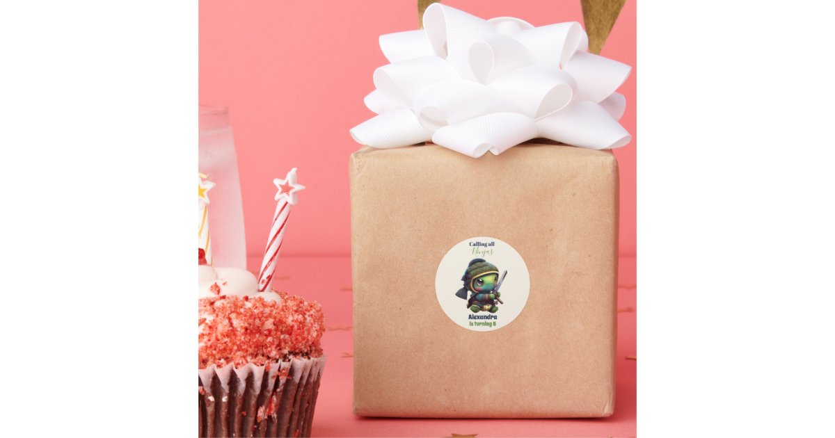 Little Ninja Turtle Kids Birthday Classic Round Sticker | Zazzle