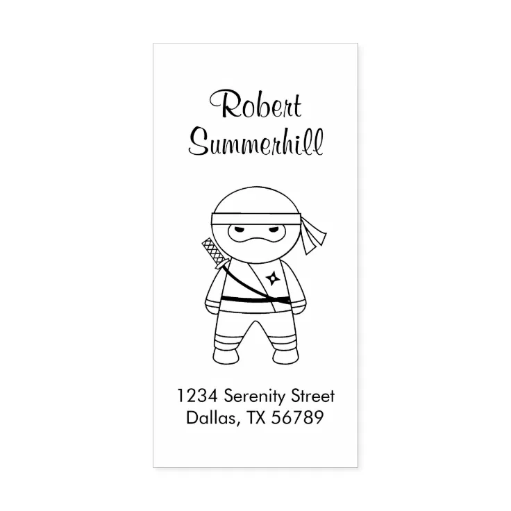 Little Ninja Warrior Address Rubber Stamp | Zazzle