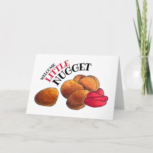 LITTLE NUGGET Chicken Nuggets Foodie Baby Shower Card | Zazzle
