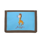 Funny giraffe cartoon kids tri-fold wallet | Zazzle.com