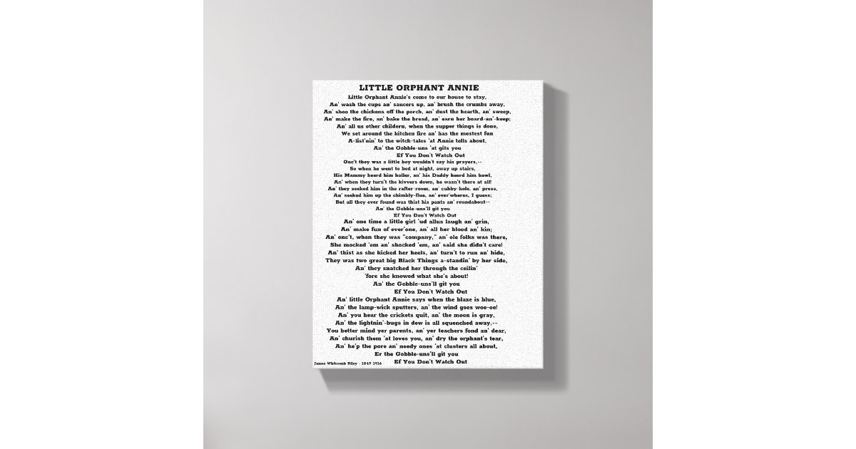 LITTLE ORPHANT ANNIE POEM CANVAS PRINT | Zazzle