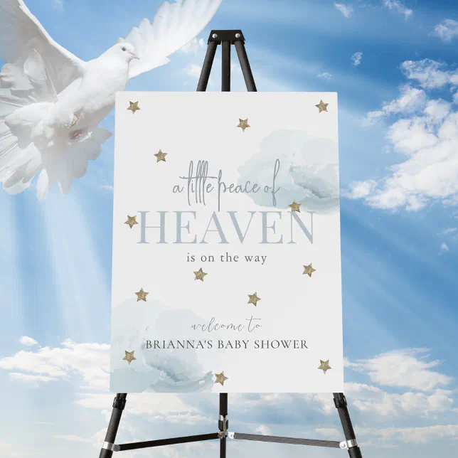 Little Peace Heaven Blue Boy Baby Shower Welcome Foam Board | Zazzle