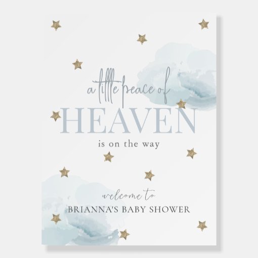 Little Peace Heaven Blue Boy Baby Shower Welcome Foam Board | Zazzle