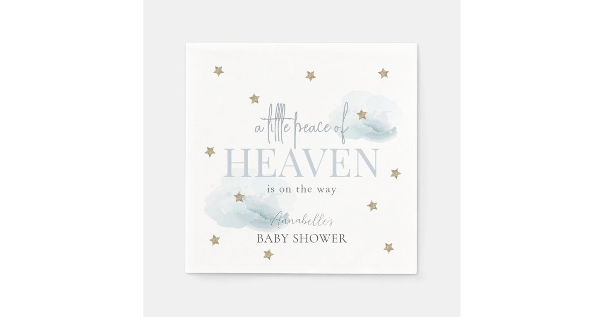 Little Peace of Heaven Blue Boy Baby Shower Napkins | Zazzle