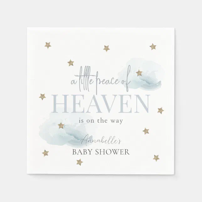 Little Peace of Heaven Blue Boy Baby Shower Napkins | Zazzle