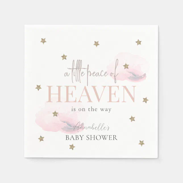 Little Peace of Heaven Pink Girl Baby Shower Napkins | Zazzle