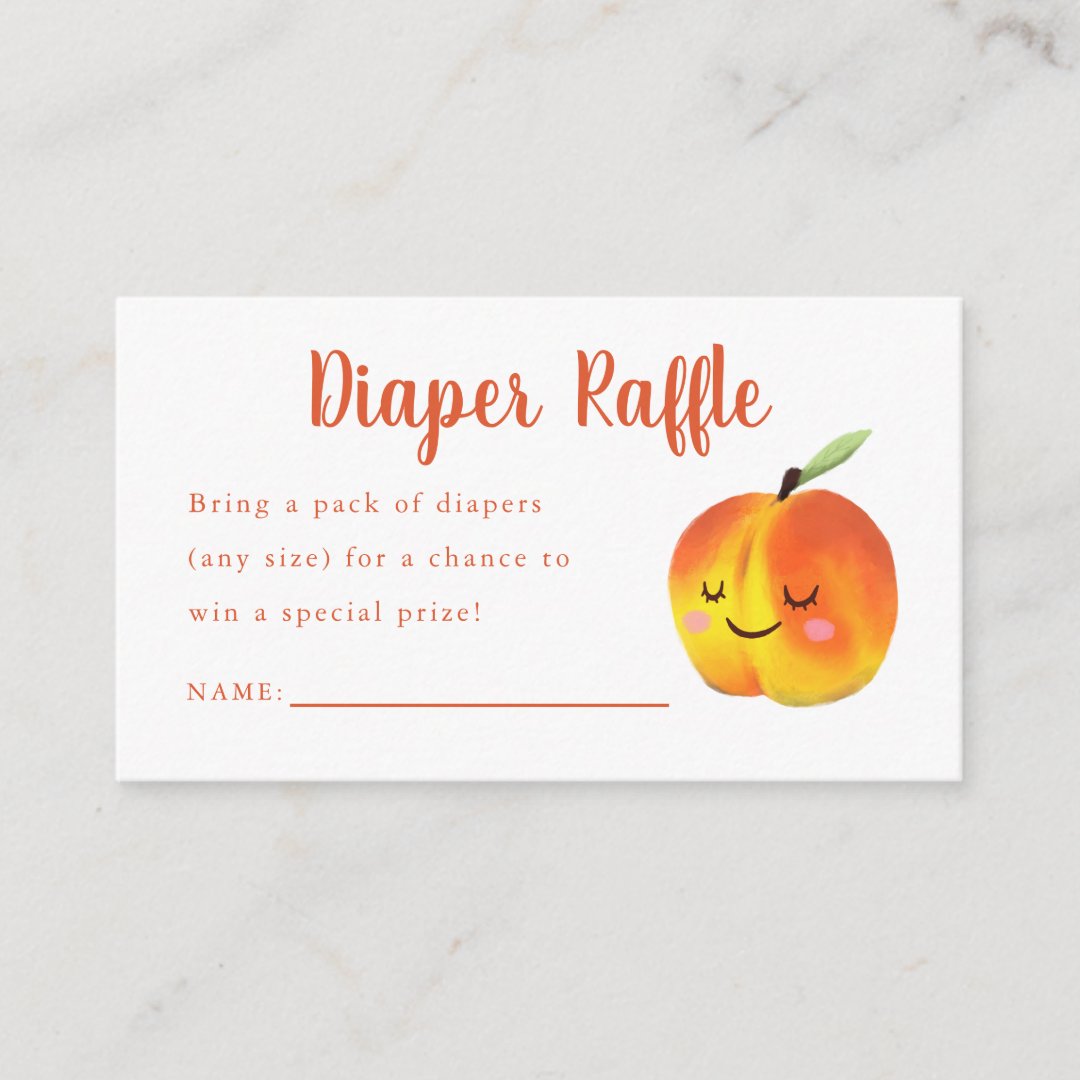 Little Peach Baby Shower Diaper Raffle Ticket Enclosure Card | Zazzle