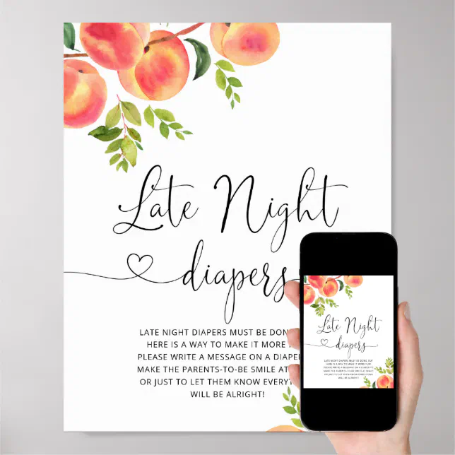 Little peach late night diapers poster | Zazzle