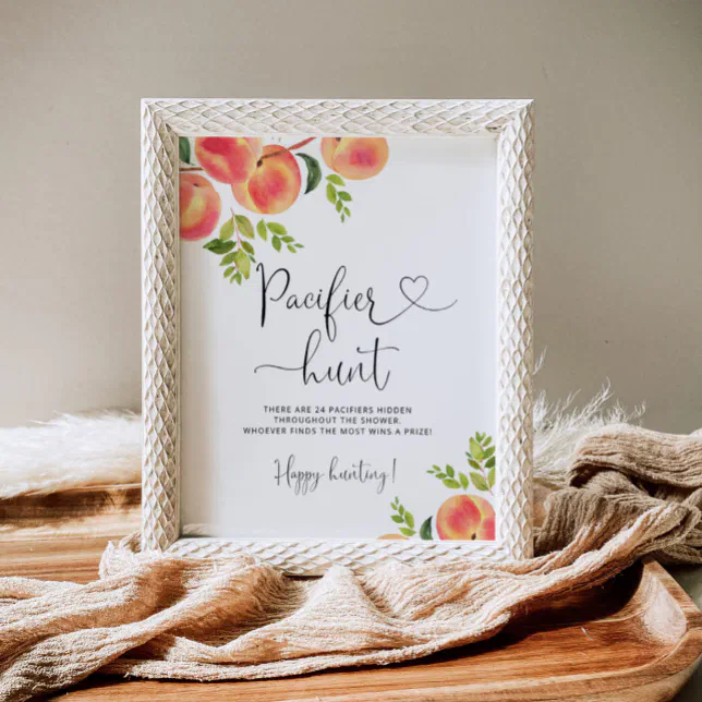 Little peach Pacifier hunt baby shower game Poster | Zazzle