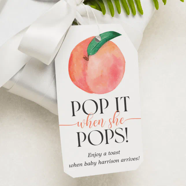 Little Peach Pop It When She Pops Gift Tag | Zazzle