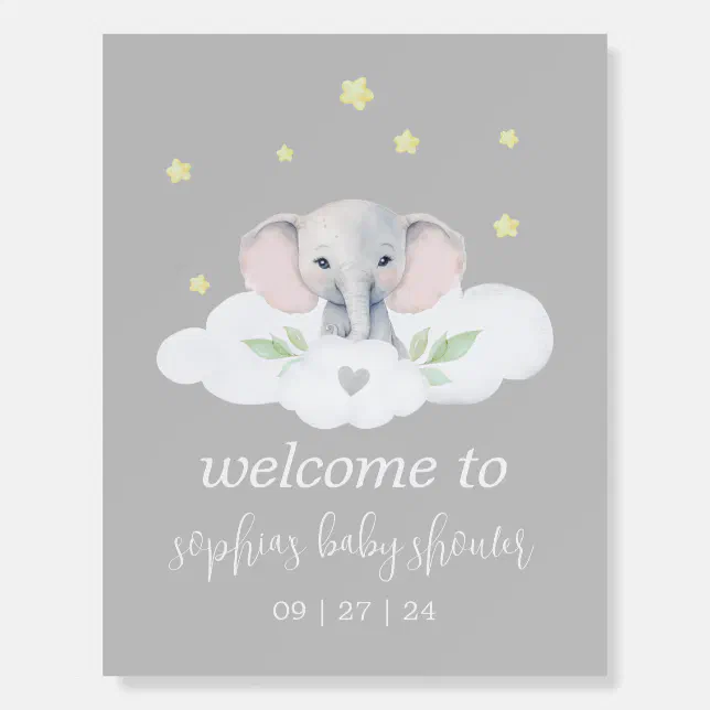 Little Peanut Light Grey Baby Shower Welcome Sign | Zazzle