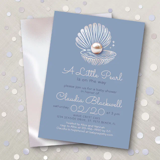 Little Pearl Baby Shower Invitation | Zazzle
