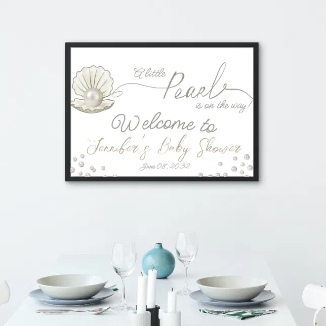 Little Pearl Under the Sea Pearlcore Baby Shower Banner | Zazzle