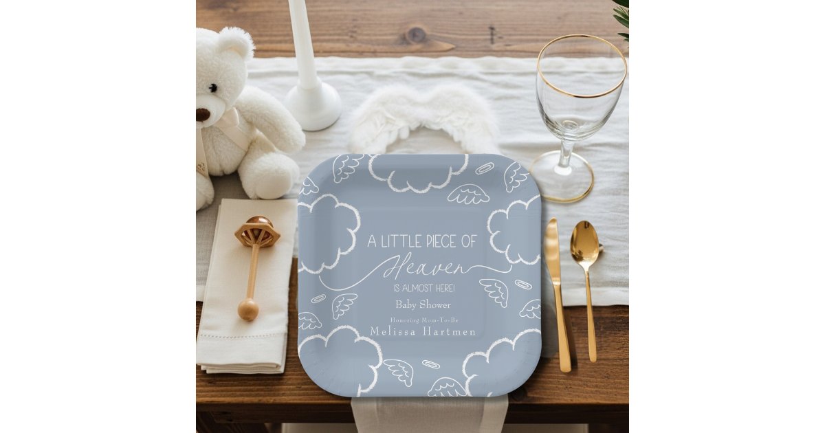 Little Piece of Heaven Blue Paper Plates | Zazzle