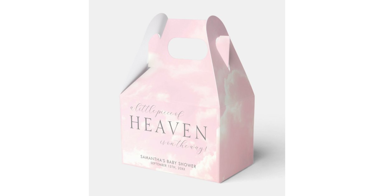 Little Piece of Heaven Pink Baby Shower Gable Favor Boxes | Zazzle