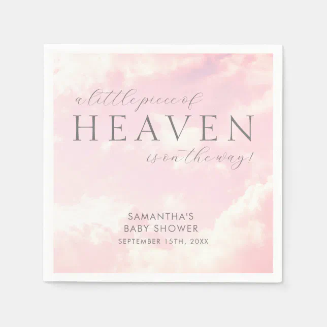 Little Piece of Heaven Simple Pink Baby Shower Napkins | Zazzle