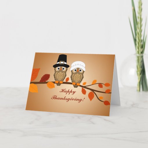 Little Pilgrim Owls | Thanksgiving Cards | Zazzle