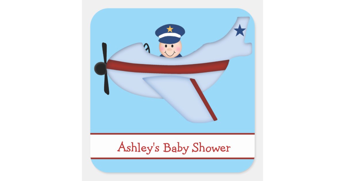 Little Pilot Baby Shower Stickers | Zazzle