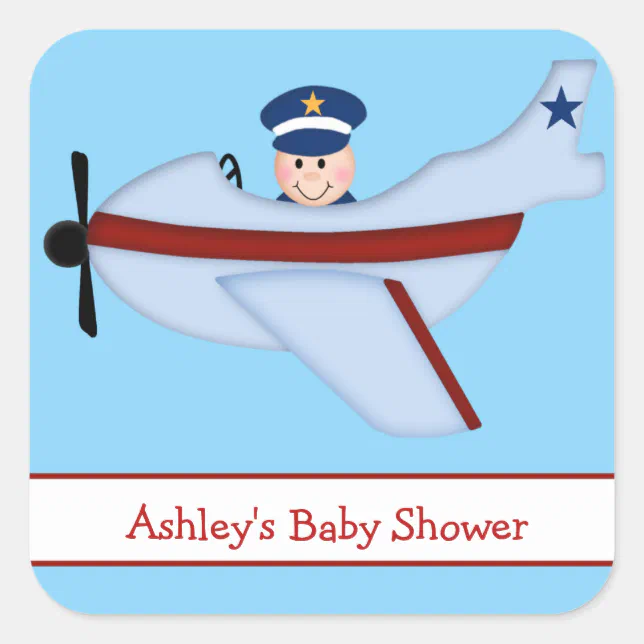 Little Pilot Baby Shower Stickers | Zazzle
