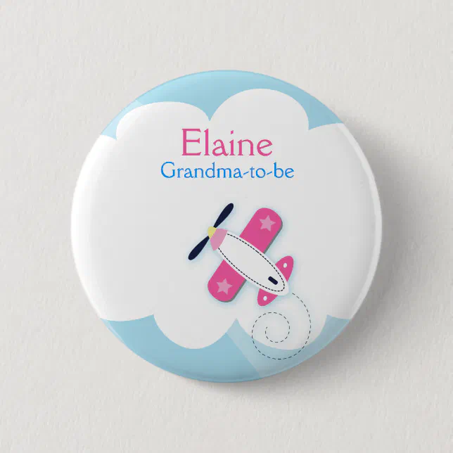 Little Pink Aviator NAME TAG Personalized Button | Zazzle