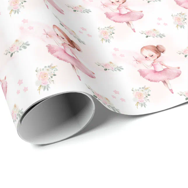 Little pink ballerina birthday gift wrapping paper | Zazzle
