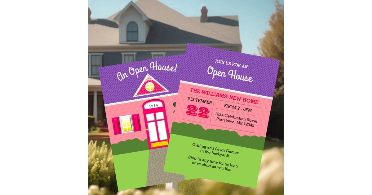 Little Pink House Fun Open House Invitation | Zazzle