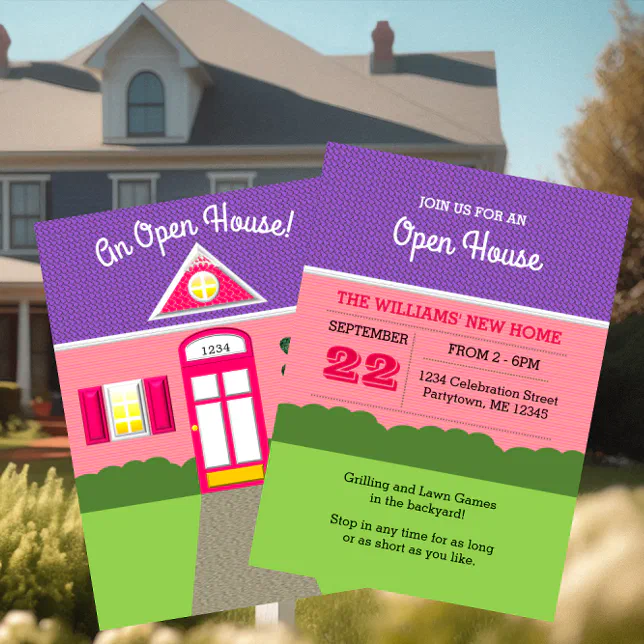 Little Pink House Fun Open House Invitation | Zazzle