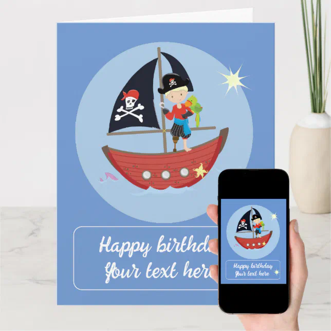 Little Pirate Happy Birthday Card | Zazzle