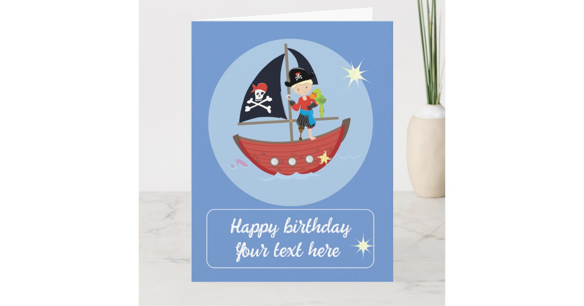 Little Pirate Happy Birthday Card | Zazzle