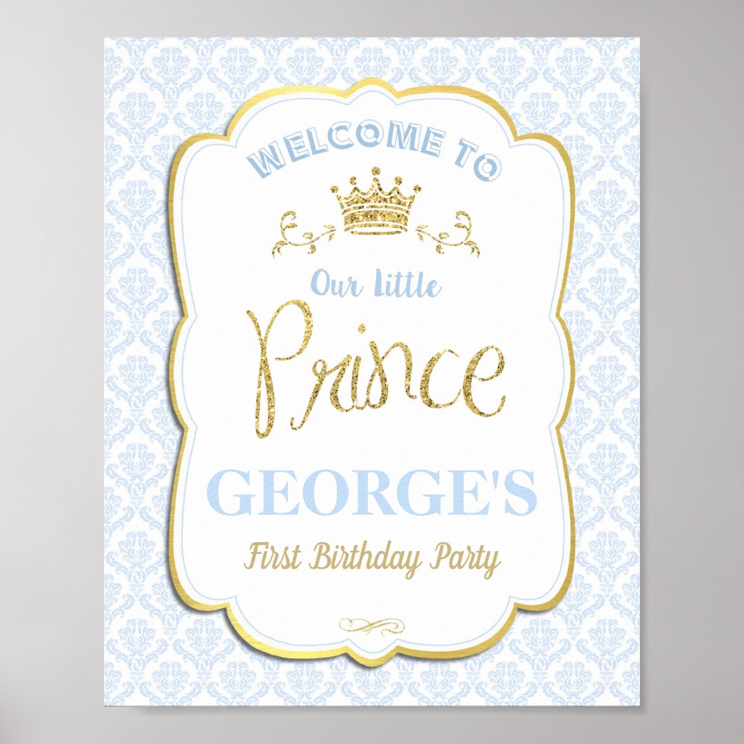Little Prince 1st Birthday Welcome Sign Poster | Zazzle